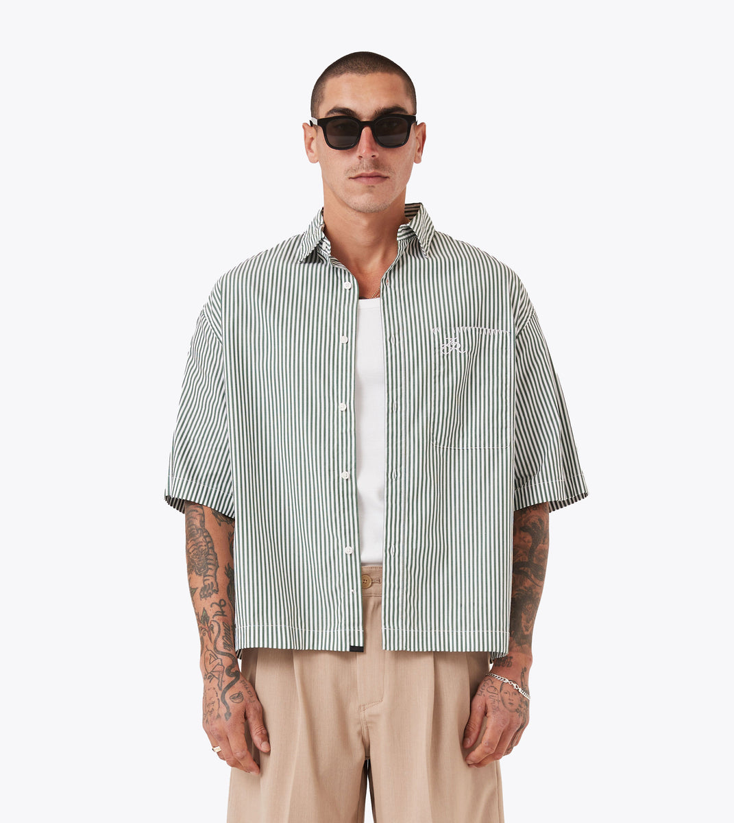 Box Crop Shirt Green Stripe – ZANEROBE