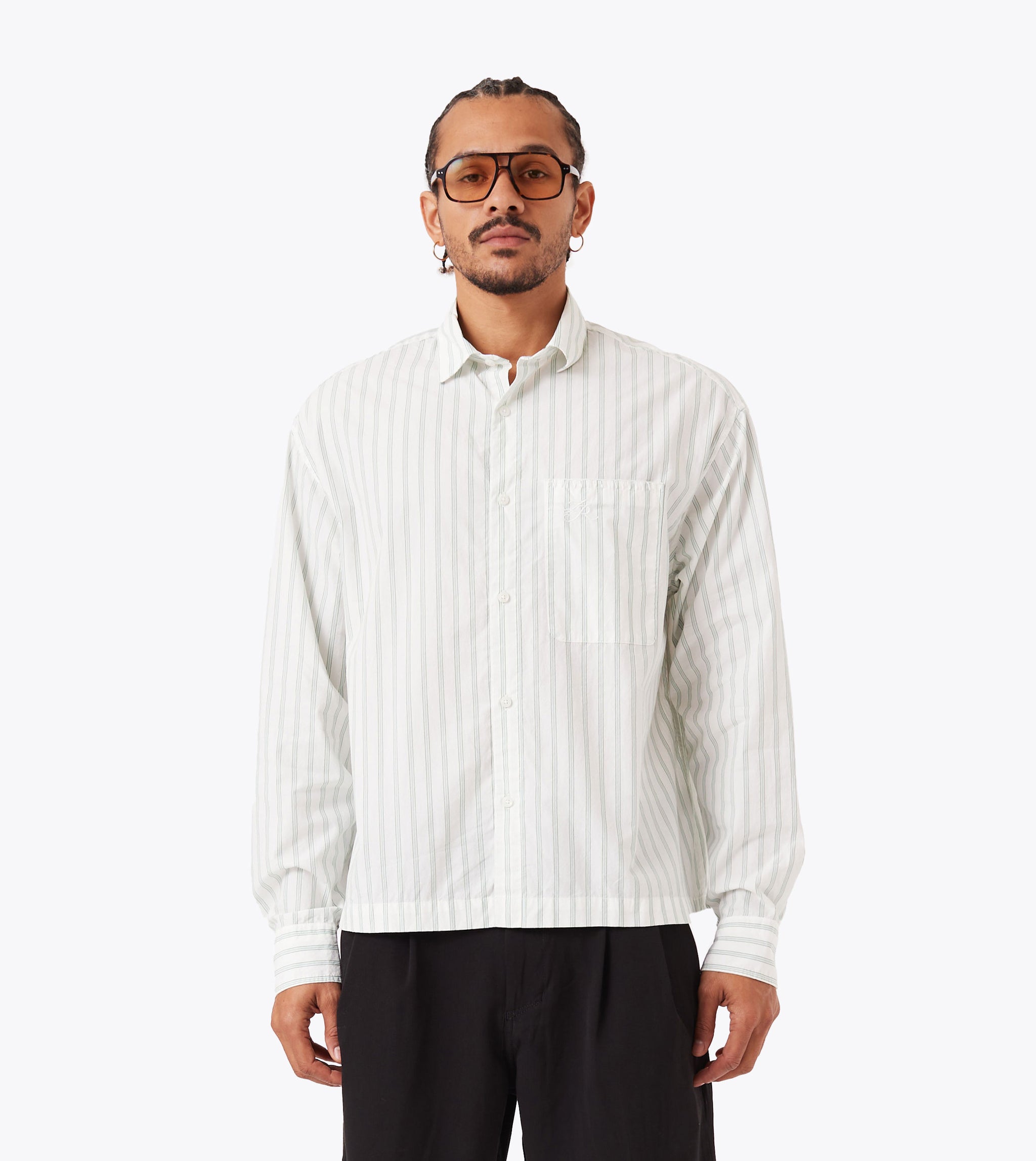 Box Crop LS Shirt Vintage White/Seaweed
