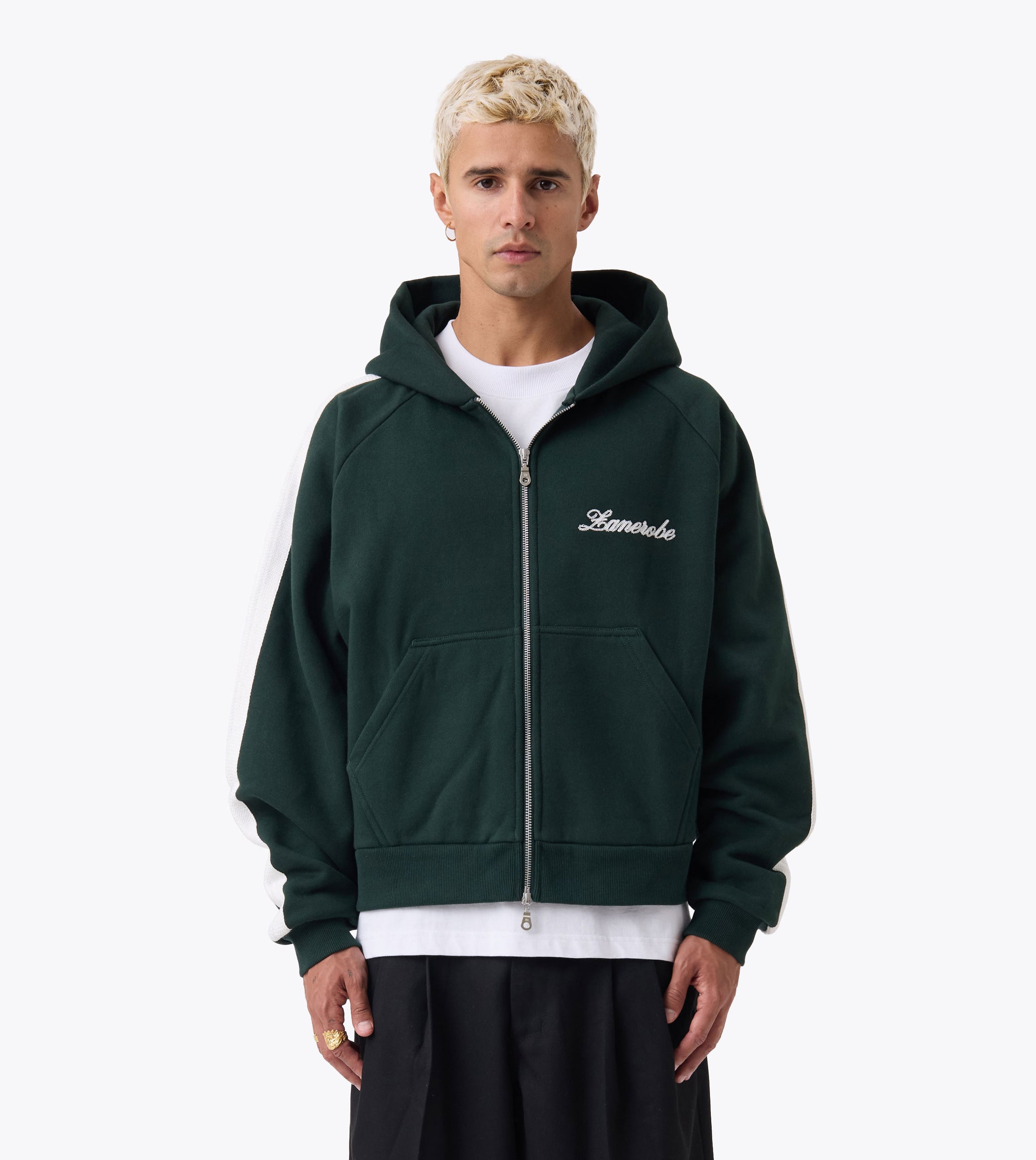 Stitched Box Crop Hood Forest