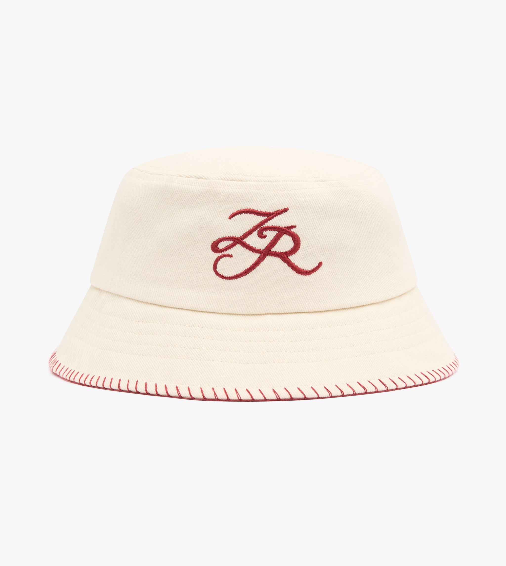 Stitched Emblem Bucket Hat Beige