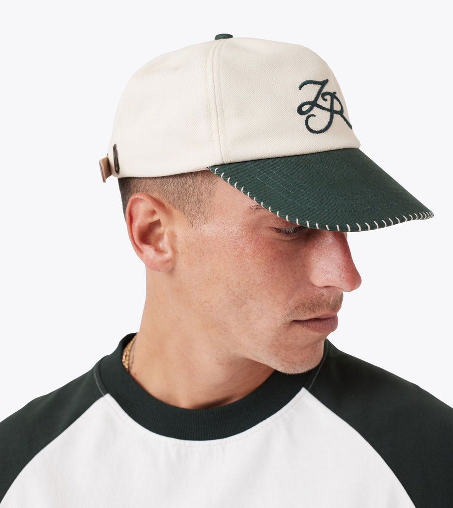 Stitched Emblem Cap Vintage White/Forest – ZANEROBE